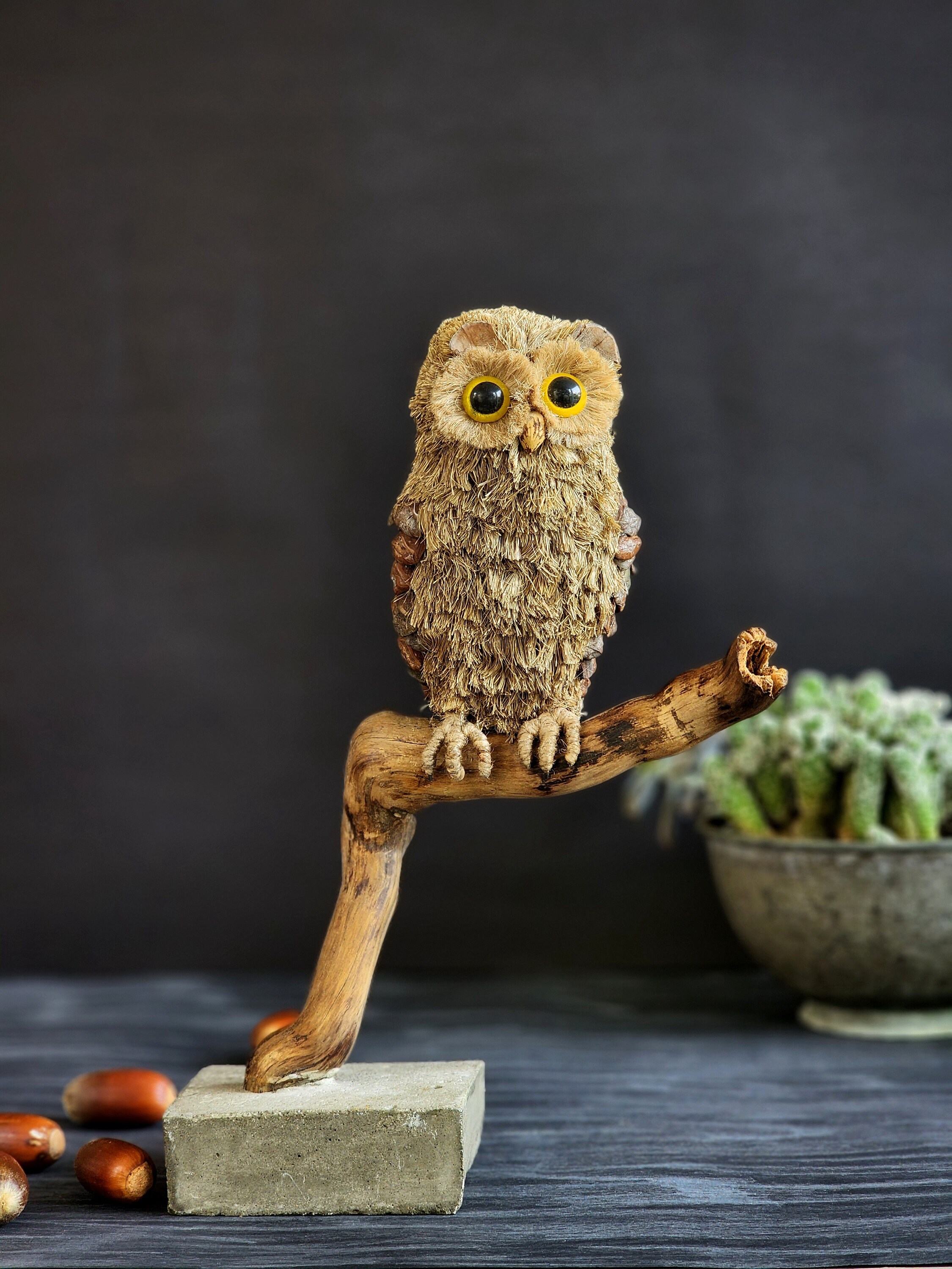 Handmade Paper Mache Owl Sculpture for Home and Office Decoration, Cute ...