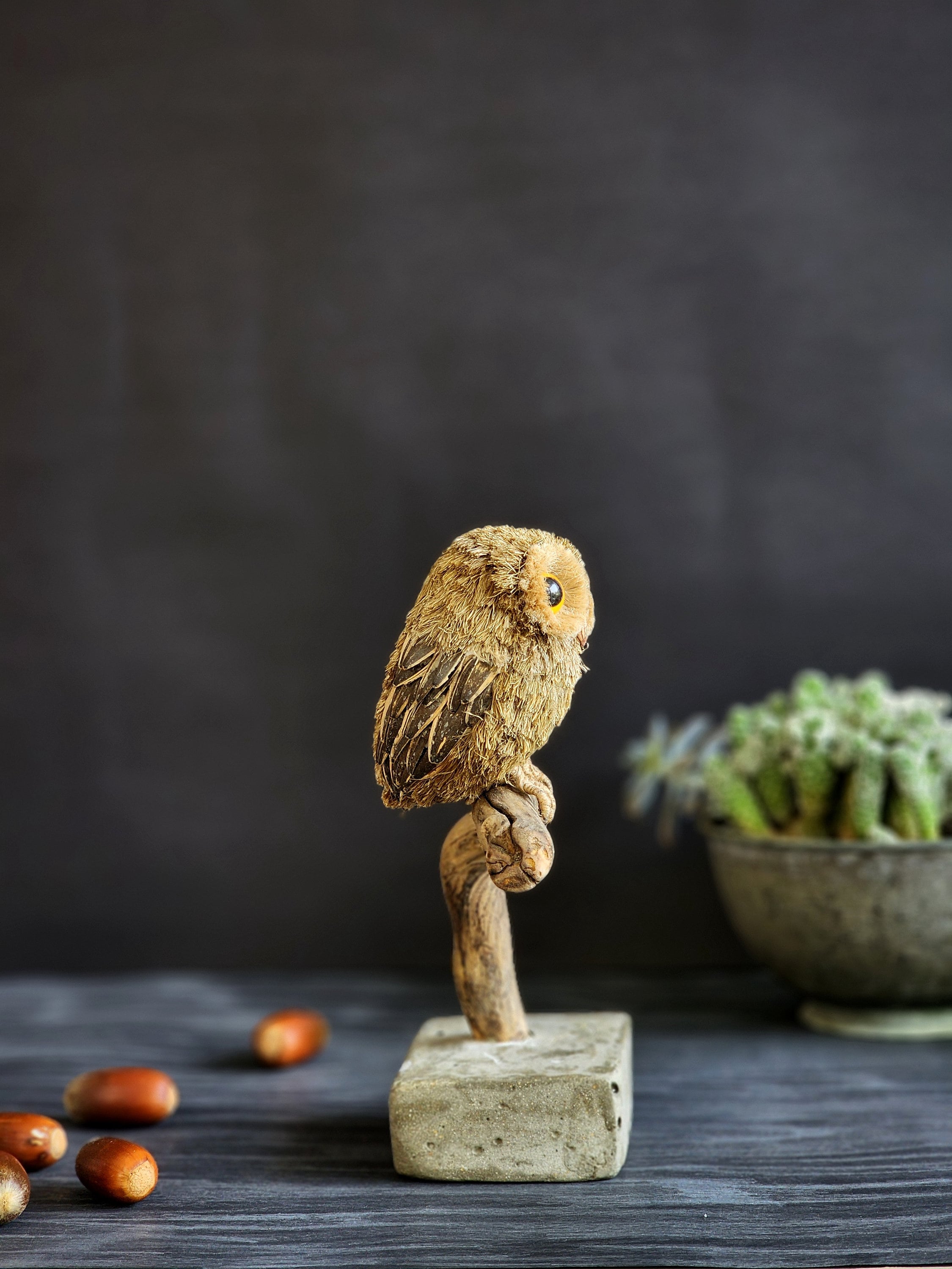 Handmade Aesthetic Owl Sculpture for Bookshelf or Desk Decoration ...