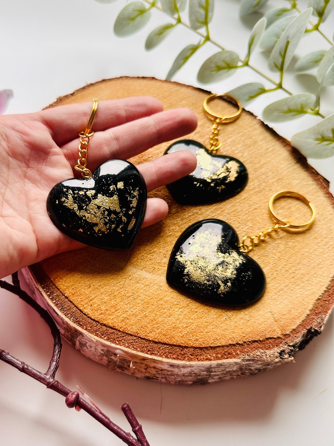 Epoxy Resin Heart Keyring, Valentine's Day Gift. DELIVERY MONDIAL RELAY ...