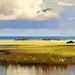 Salt Marsh Landscape Art Print: Vintage Coastal Storm Painting (digital ...
