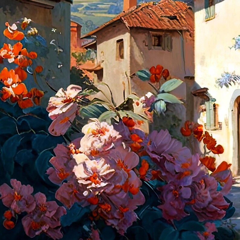 Colorful Imaginary Italian Village Summer/ Instant Digital - Etsy