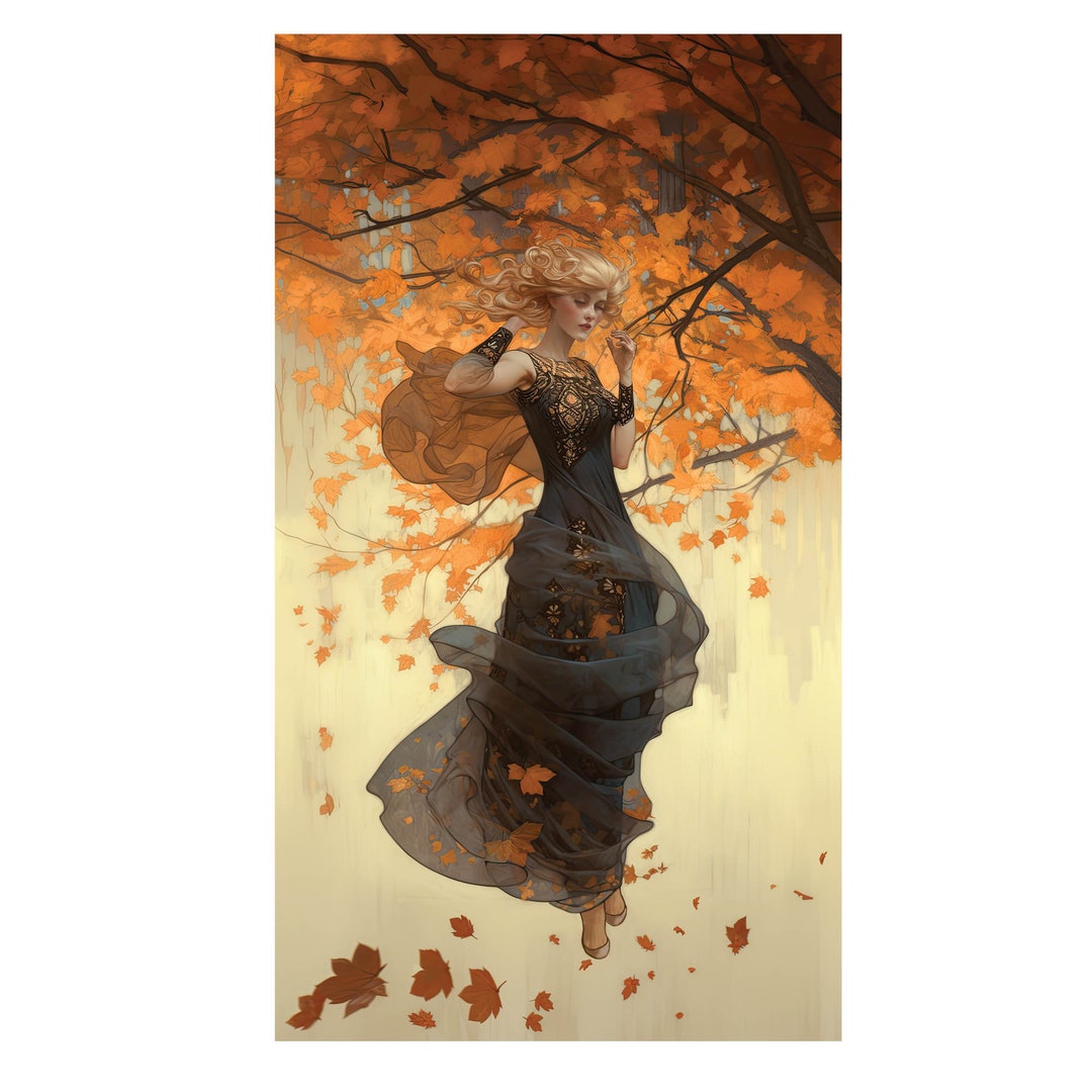 Beautiful Woman Spirit Autumn Fall Art Vintage 19th Century Decor ...