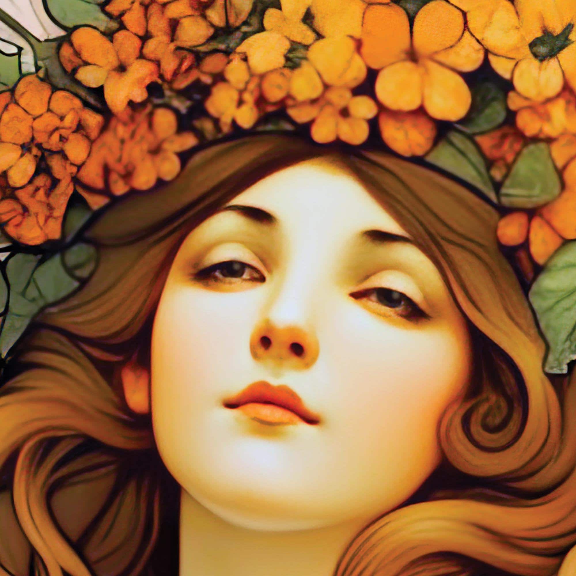 Beautiful Woman Flowers Art Spirit of Spring Vintage 19th Century ...