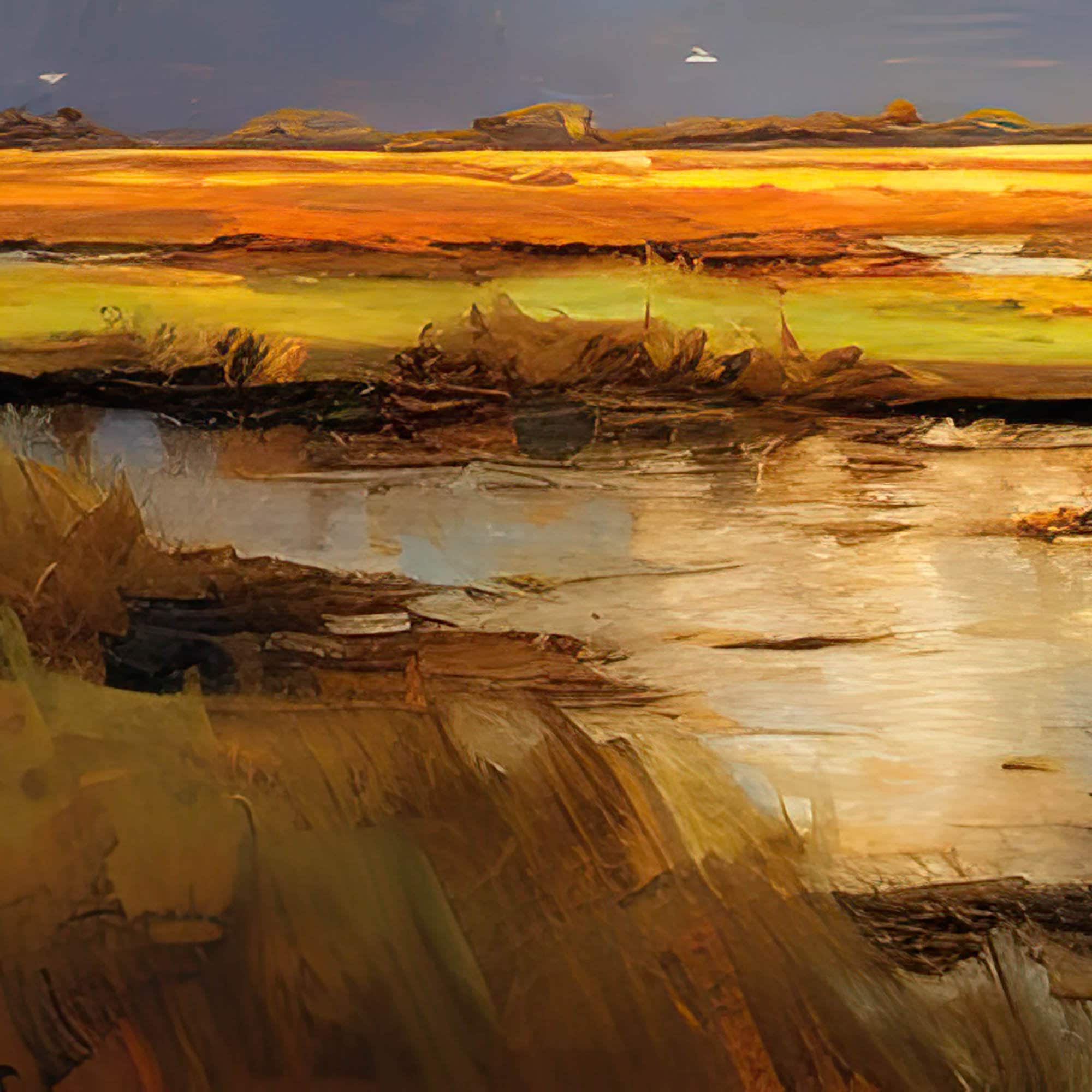 Salt Marsh Sunset Landscape Wall Art Vintage Post Impressionism Art ...