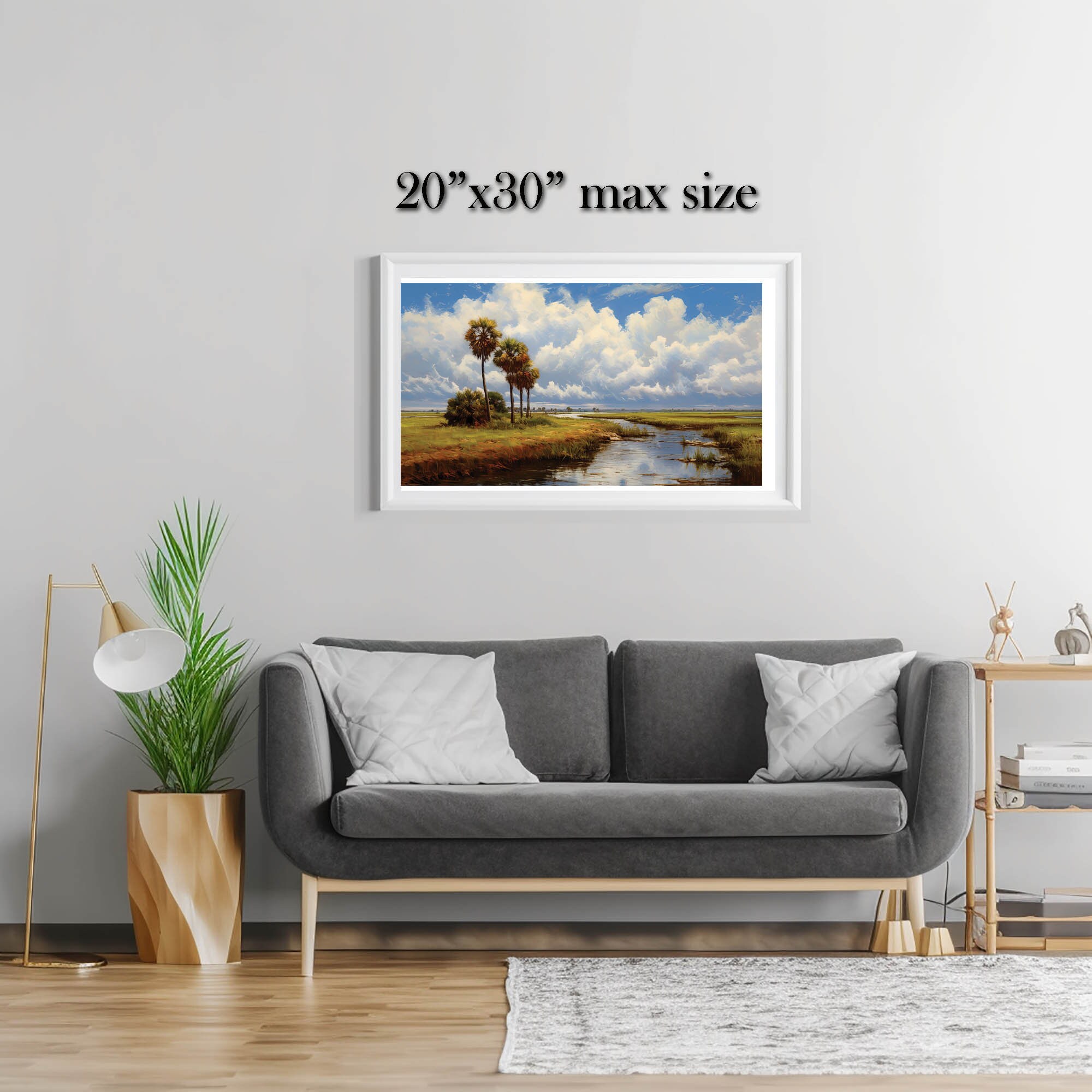 Salt Marsh Landscape Art Print: Vintage Coastal Palm Trees (digital ...
