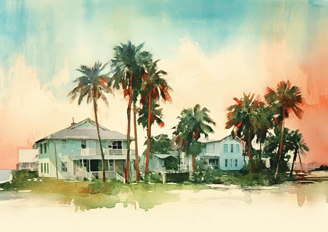 Florida Keys Art Print: Vintage Coastal Home Decor (digital Download ...