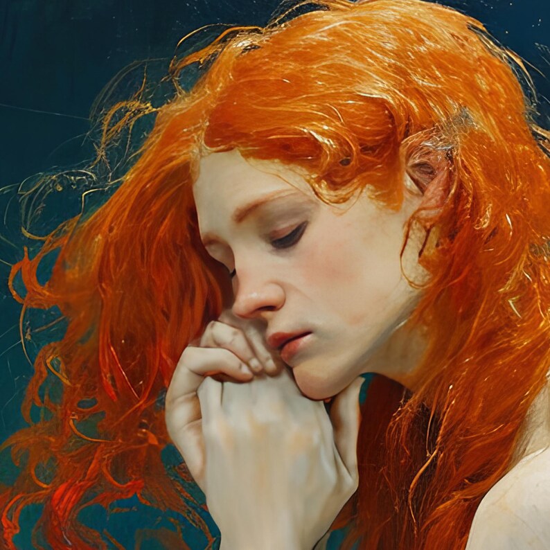 Beautiful Woman Mermaid Classical Fantasy Siren Vintage 19th Century ...