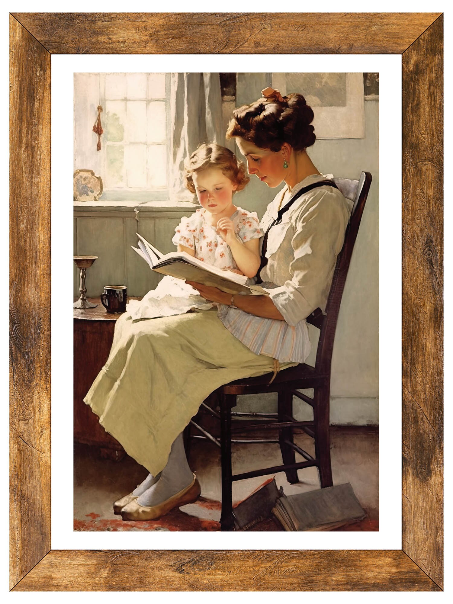 Mother and Child Wall Art, Vintage 20th Century Art Style, Digital ...