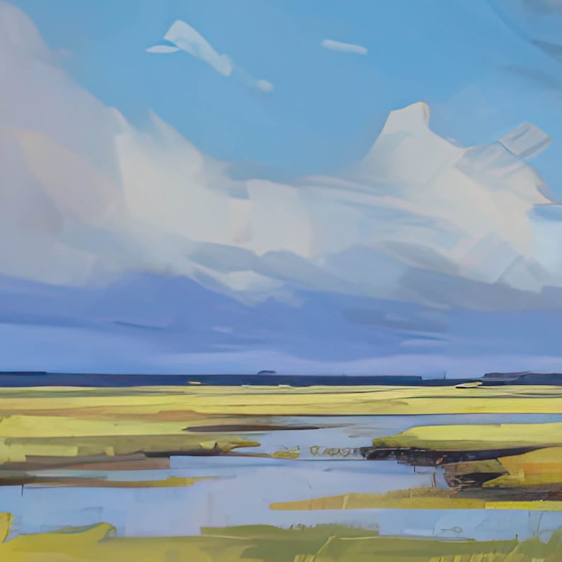 Salt Marsh Landscape Art: Vintage Post Impressionism Painting (digital ...