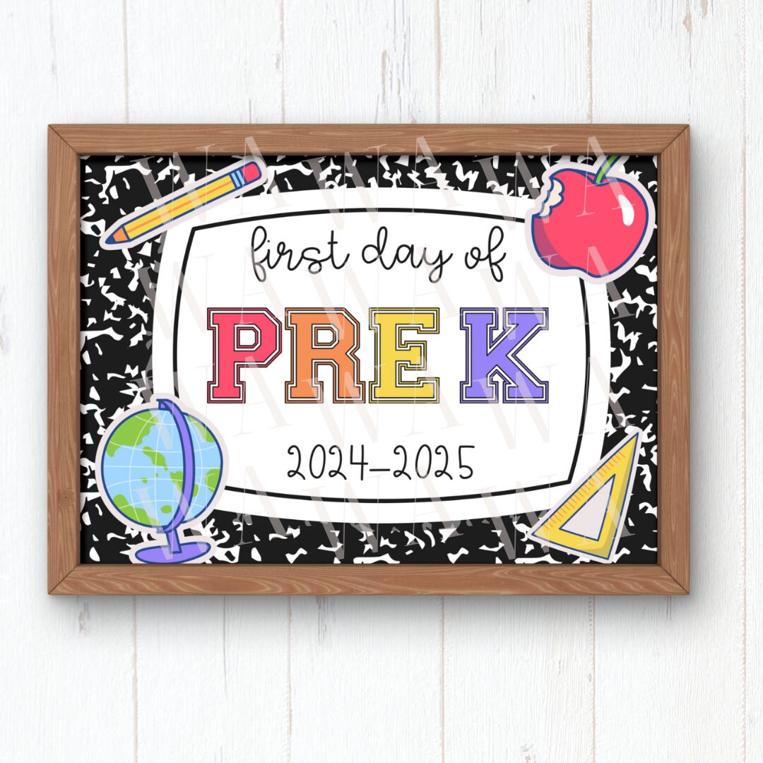 First Day of Pre-k Back to School Sign Printable Digital Download - Etsy