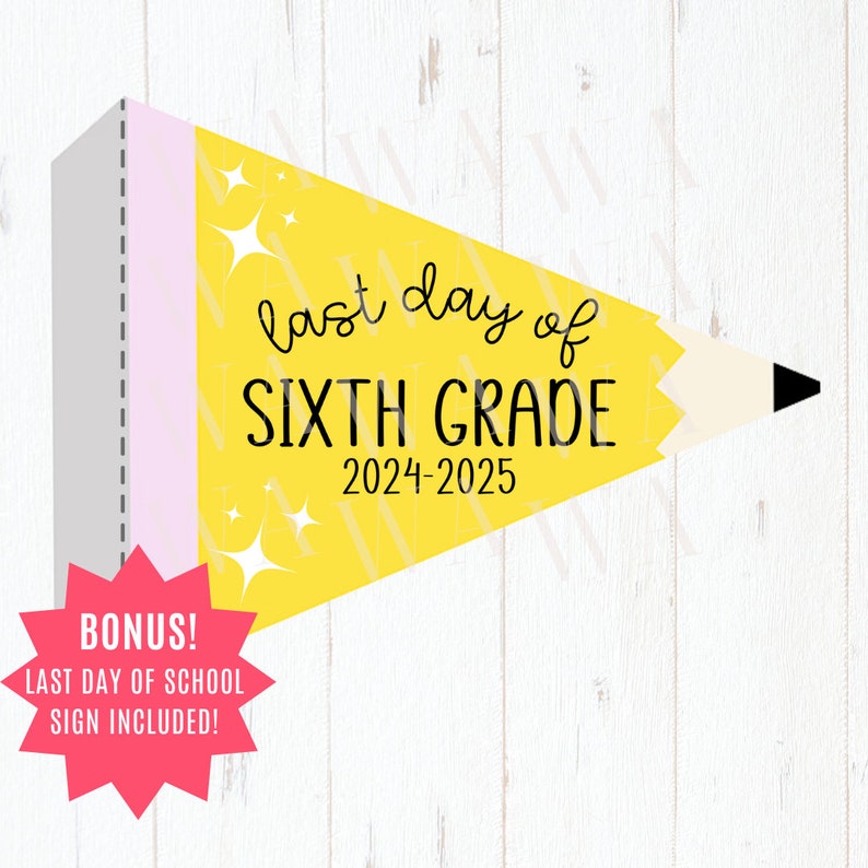 First Day of Sixth Grade Back to School Sign Printable Digital Download ...