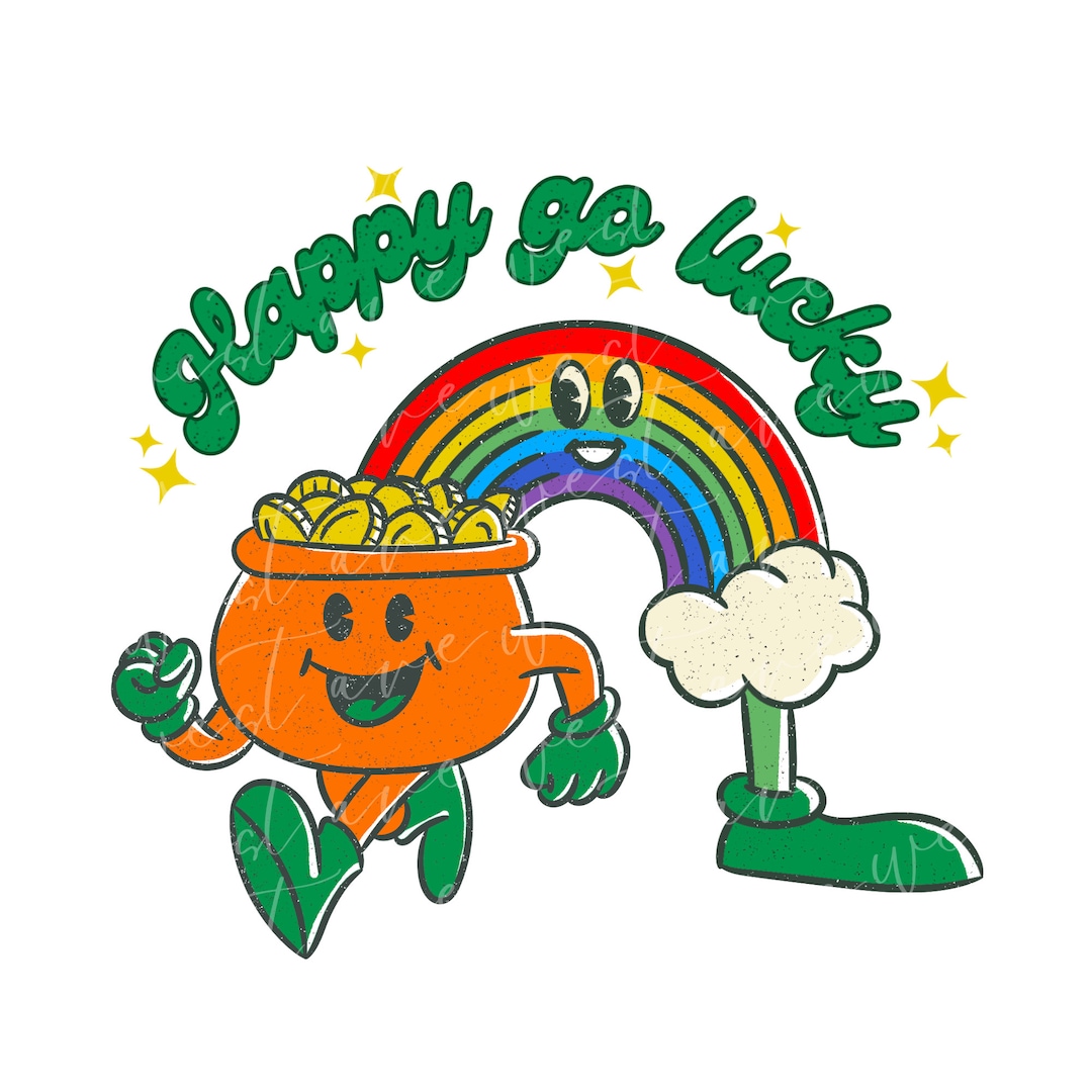 Retro Cartoon "happy Go Lucky" Digital Download - Etsy