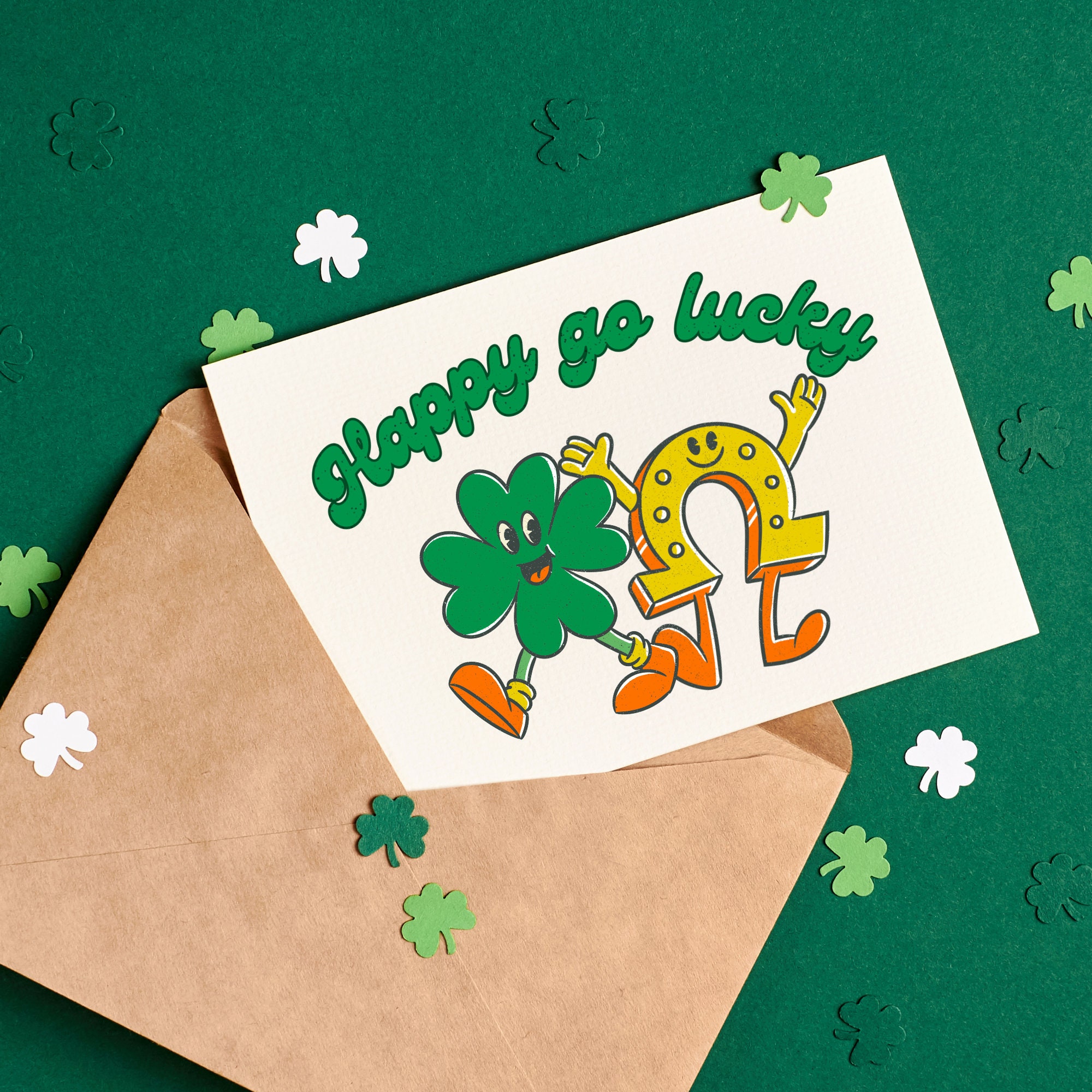 Retro Cartoon "happy Go Lucky" Digital Download - Etsy