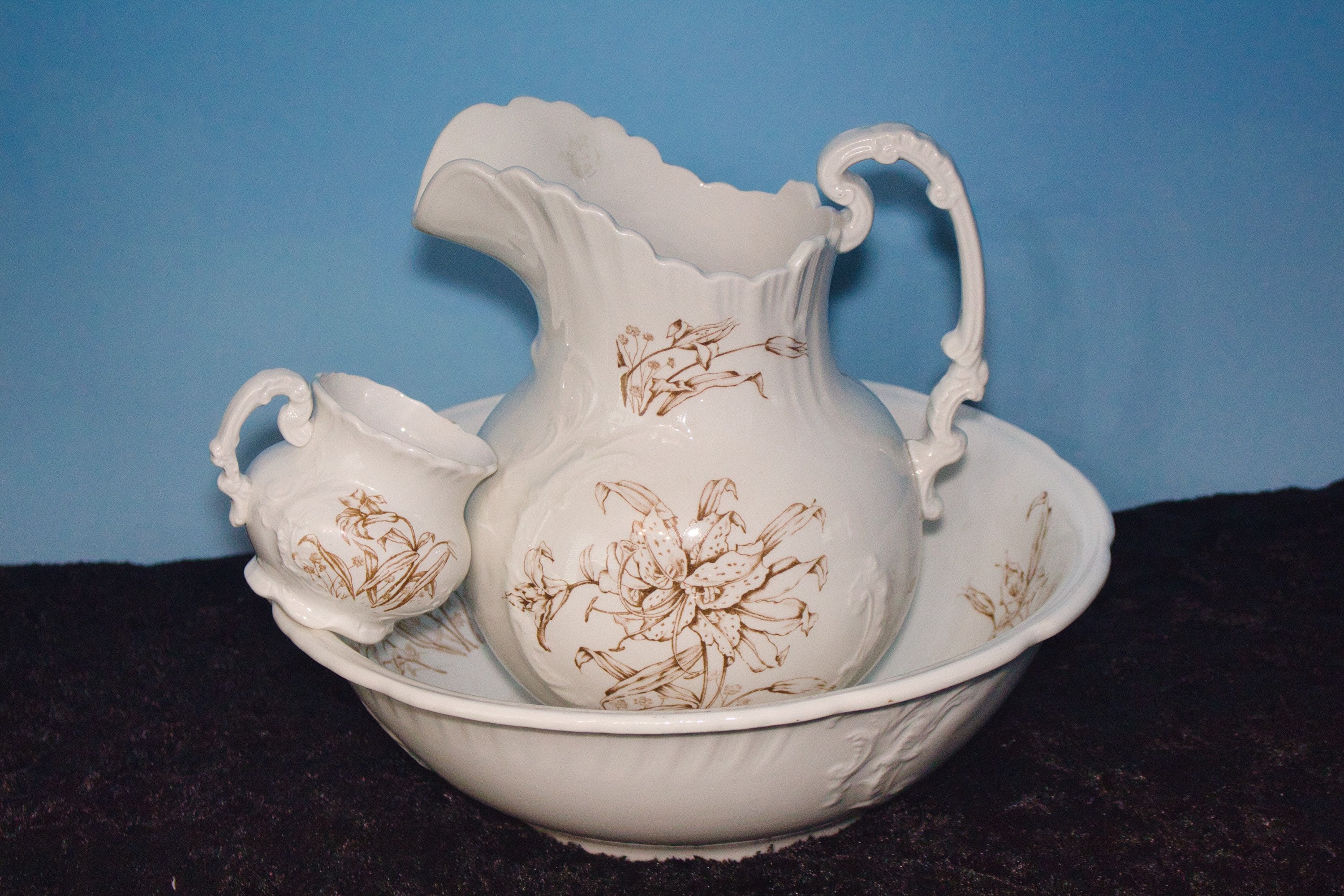 Vintage Autumn Wash Basin Set Decorative Pitcher Bowl & Basin Combo ...