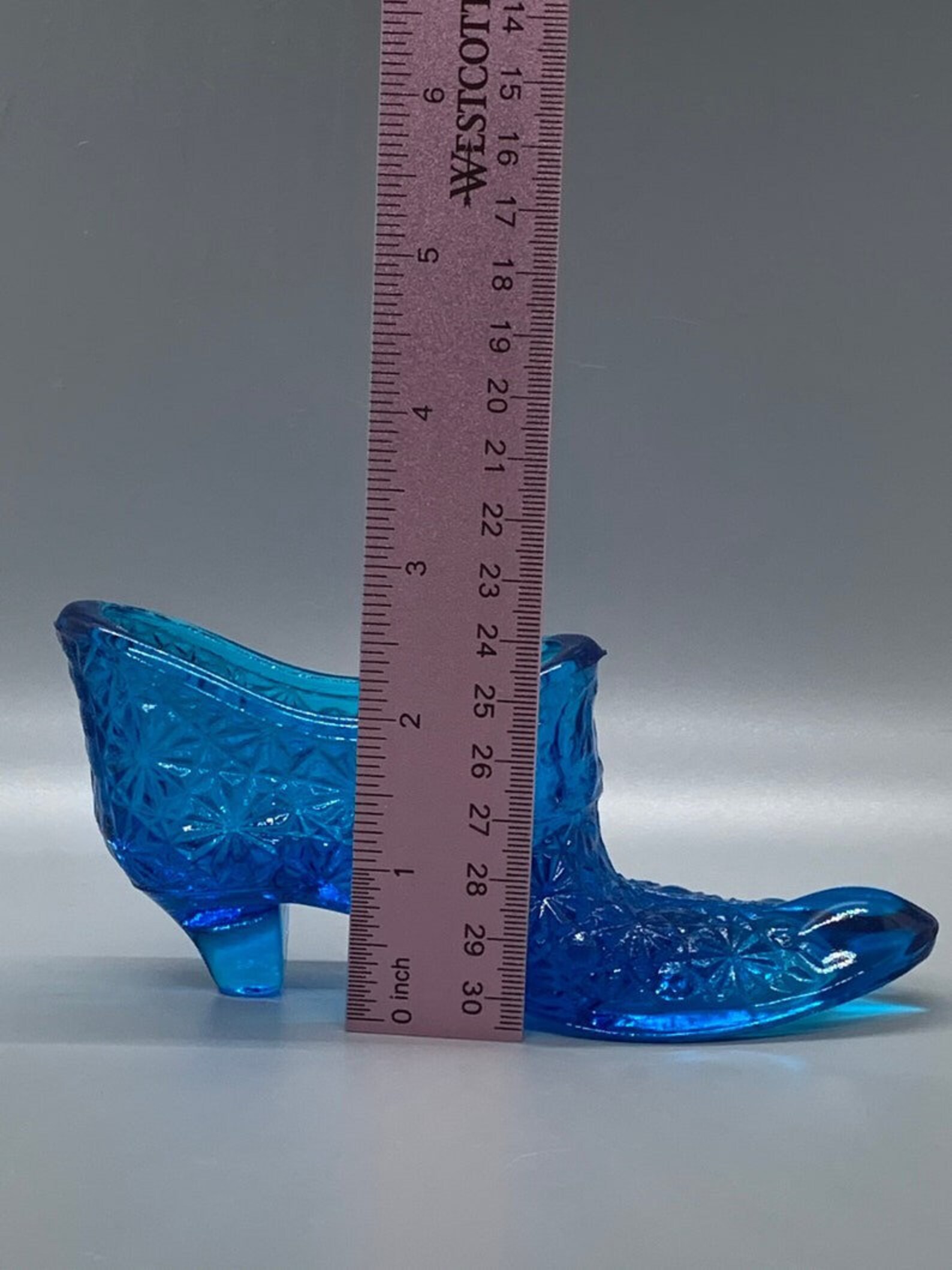 Fenton Daisy and Button Blue Glass Shoe, Victorian Vanity Decor ...