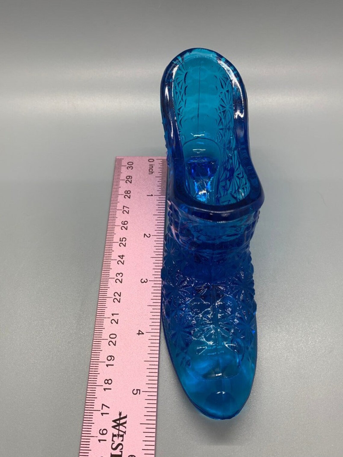 Fenton Daisy and Button Blue Glass Shoe, Victorian Vanity Decor ...