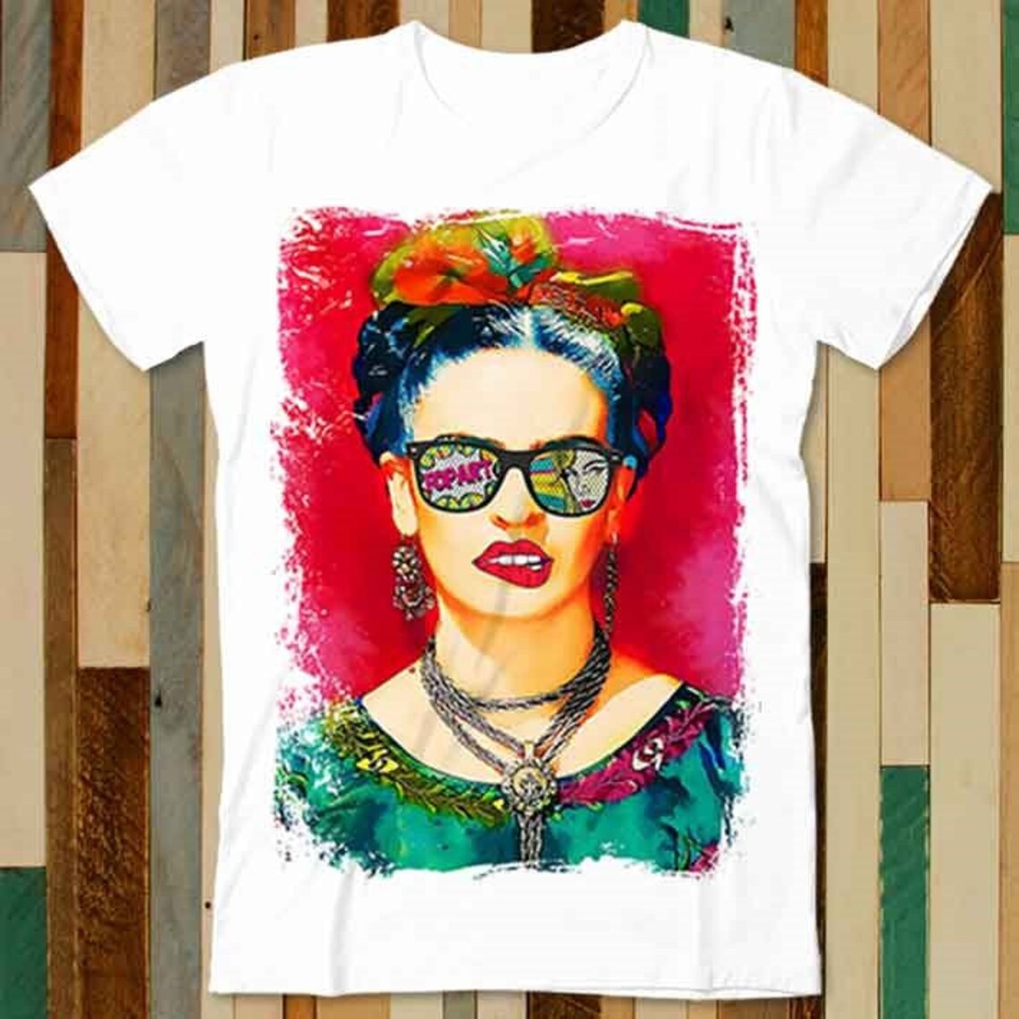 Frida Kahlo Pink Watercolor Lips Bite Tee Popart T Shirt Adult Unisex ...