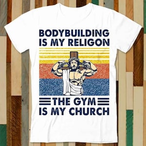 Jesus Deadlifting Bodybuilding the Gym is My Church Bodybuilding T ...