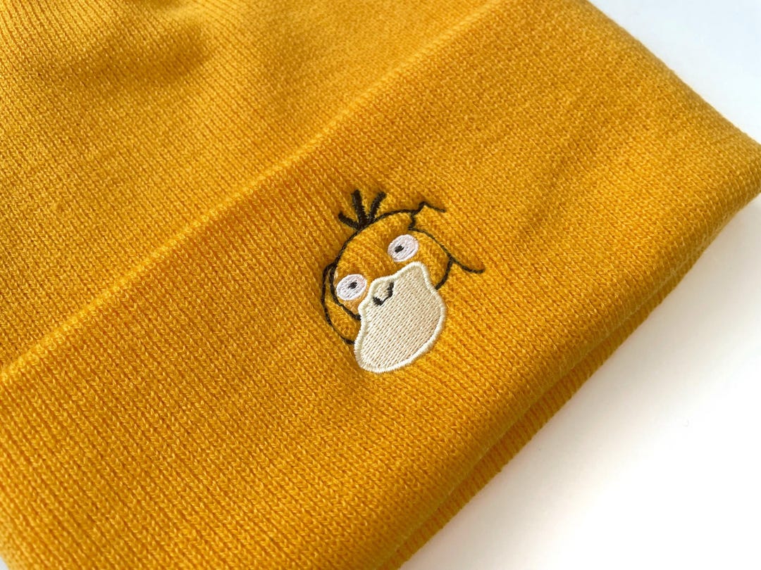 Embroidered Psyduck Inspired Beanie | Hat | Kawaii | Adult Gift - Etsy