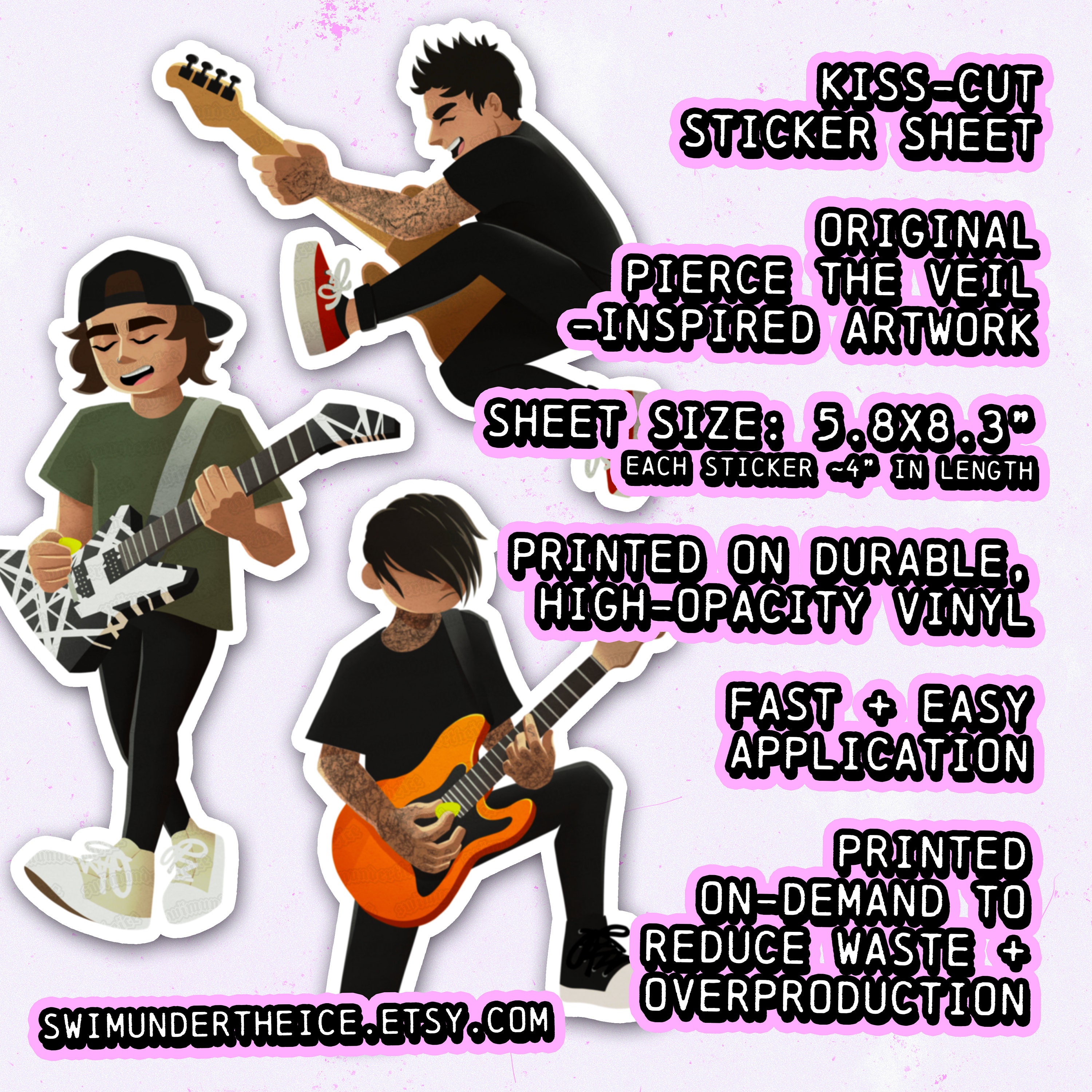 Pierce the Veil STICKER SHEET | PTV Band Emo Alternative Music Lyrics ...