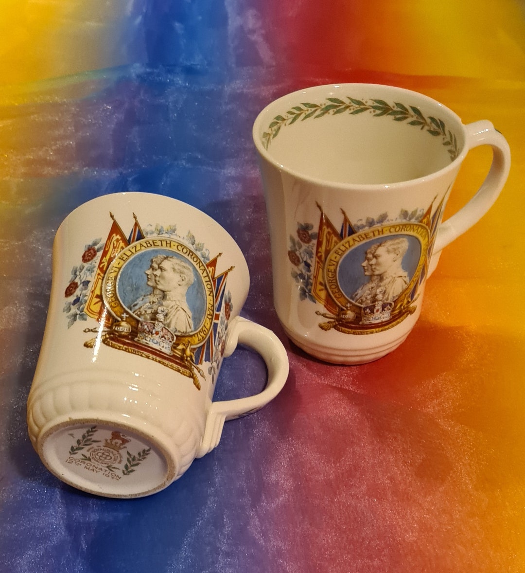 Pair of Royal Doulton Commemorative Mugs. Coronation of George VI and ...