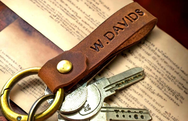 Personalized Leather Keychain: Custom Engraved Monogram Key Ring - Etsy