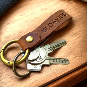 Personalized Leather Keychain: Custom Engraved Monogram Key Ring - Etsy