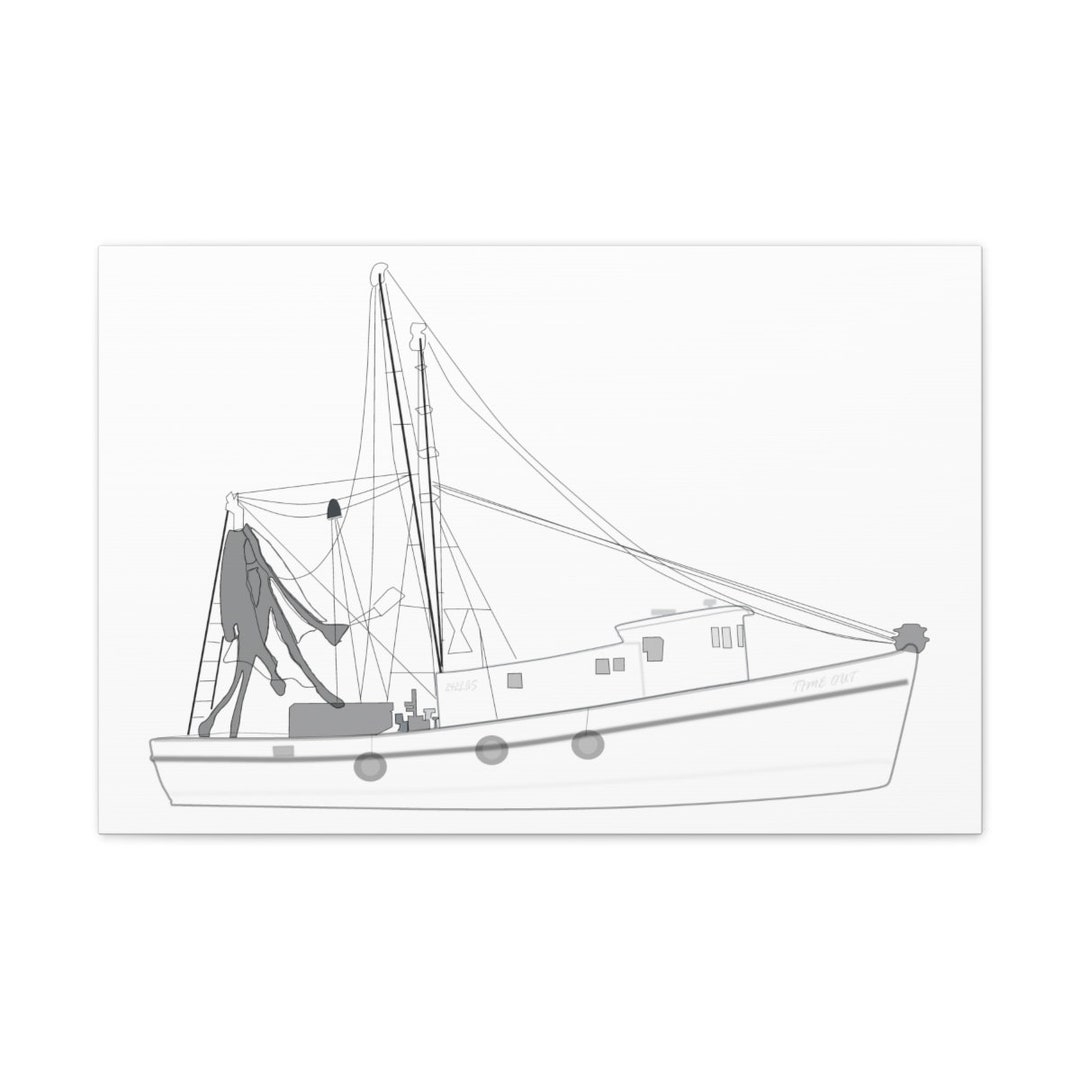 Shrimp Boat Sketch on Canvas - Etsy