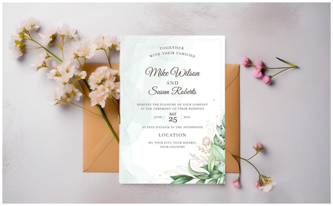 Wedding Invitation Card Template - Etsy