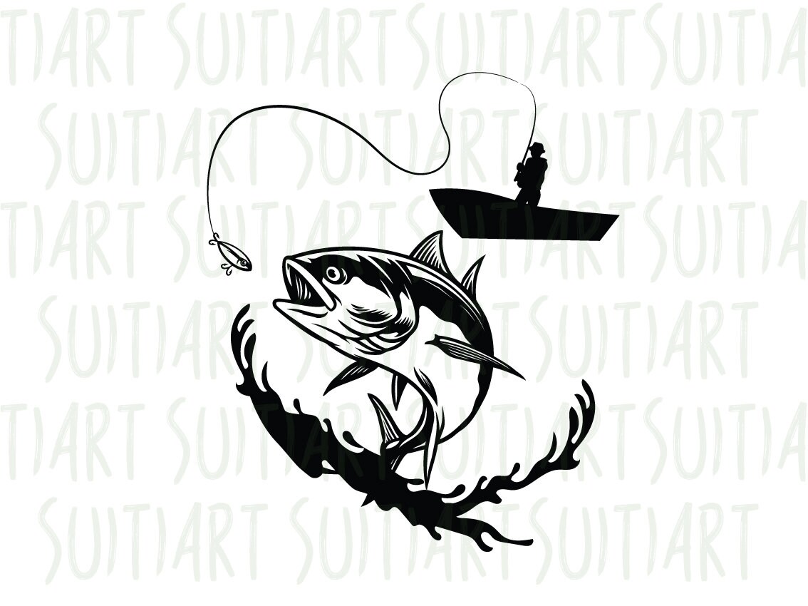 Tuna Fishing Svg, Fishing Svg, Tuna Fish Svg, Tuna Clipart, Tuna Vector ...