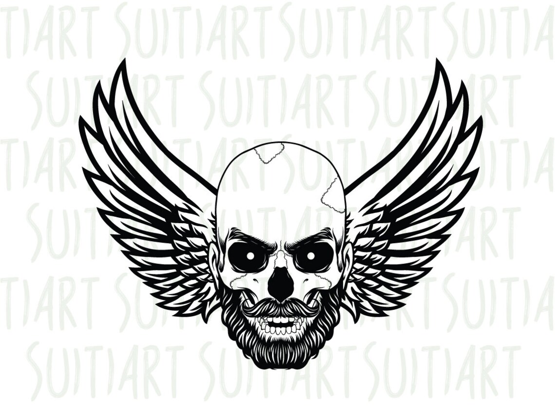 Skull With Wings SVG, Skull Wings SVG, Skull SVG, Skull Clipart, Skull ...