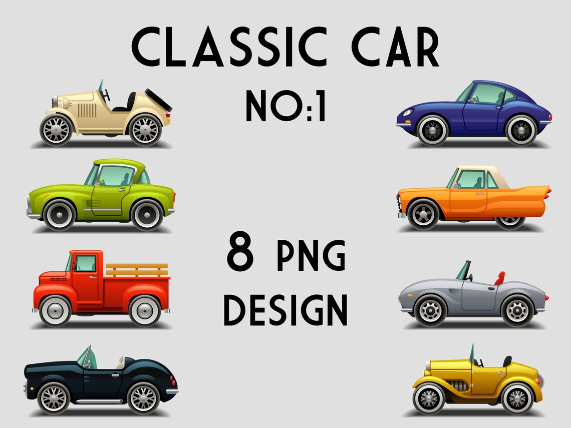 Classic Cars Png, Classic Cars Clipart, 8 Designs, Sublimation Design ...