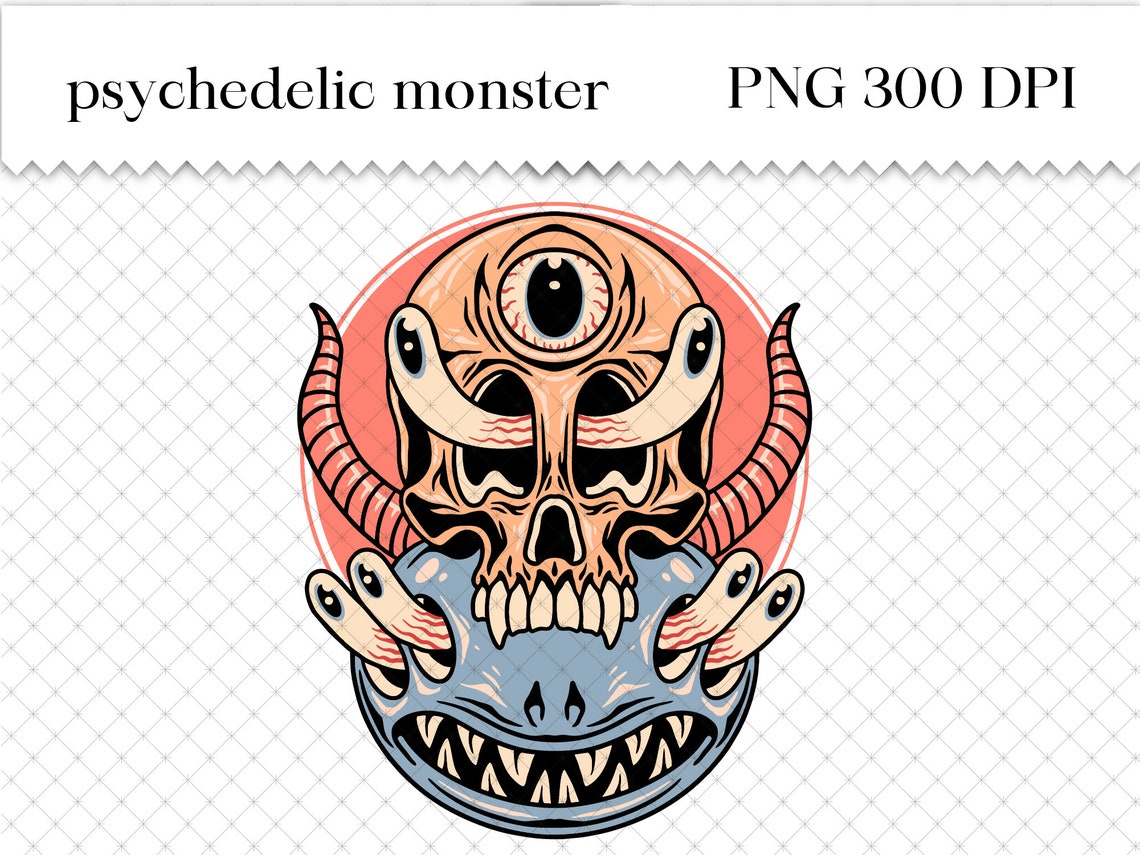 Psychedelic Monster PNG: Trippy Art Download - Etsy