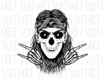 Rock and Roll Music SVG | Skull Rock N Roll Svg | Rock Hand Sign Svg ...
