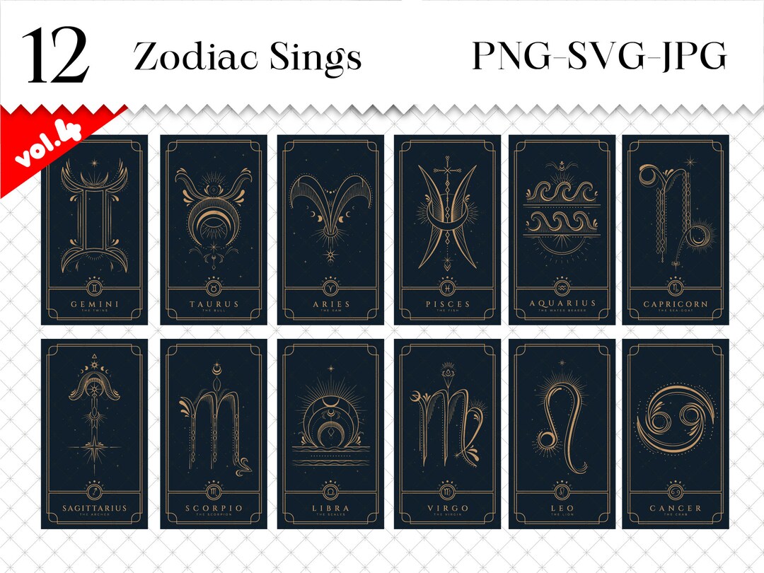 12 Zodiac Elements Bundle, Horoscope SVG Bundle, Celestial Elements SVG ...
