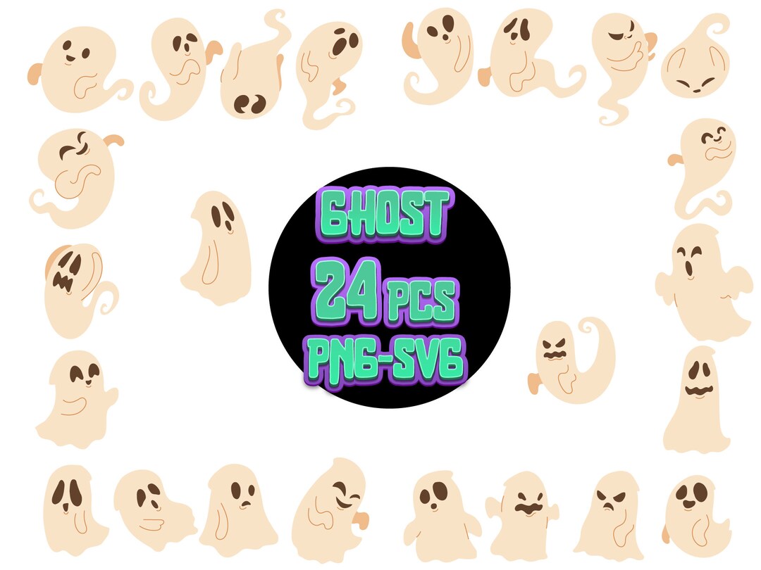 Halloween, Cartoon Clipart, Ghost Clipart, Digital Clipart, 24 Designs ...