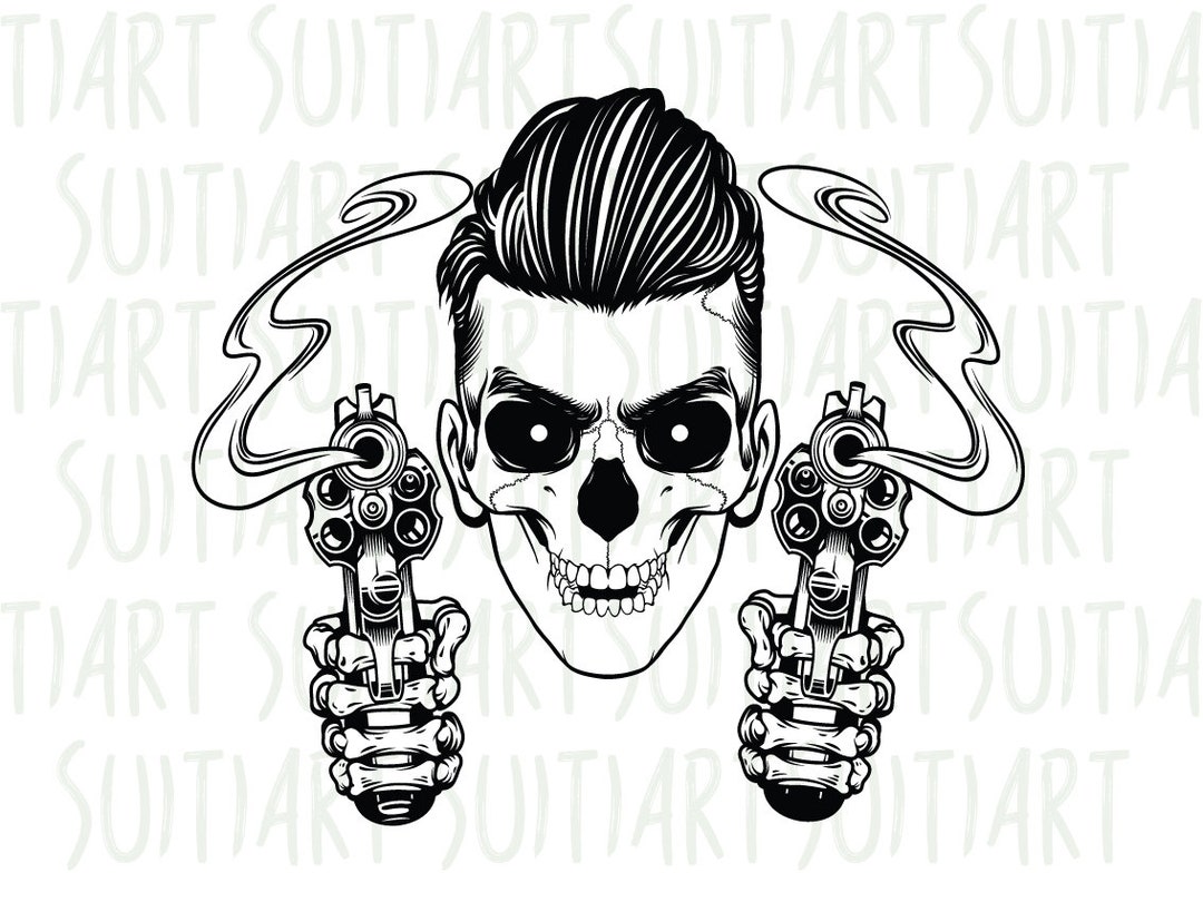 Skull With Guns Svg, Skull SVG, Skull Clipart, Skeleton SVG, Skull Cut ...