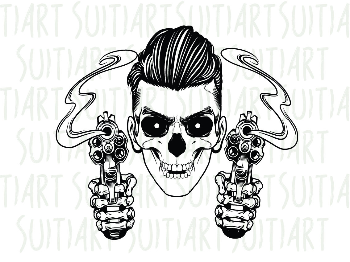 Skull With Guns Svg, Skull SVG, Skull Clipart, Skeleton SVG, Skull Cut ...