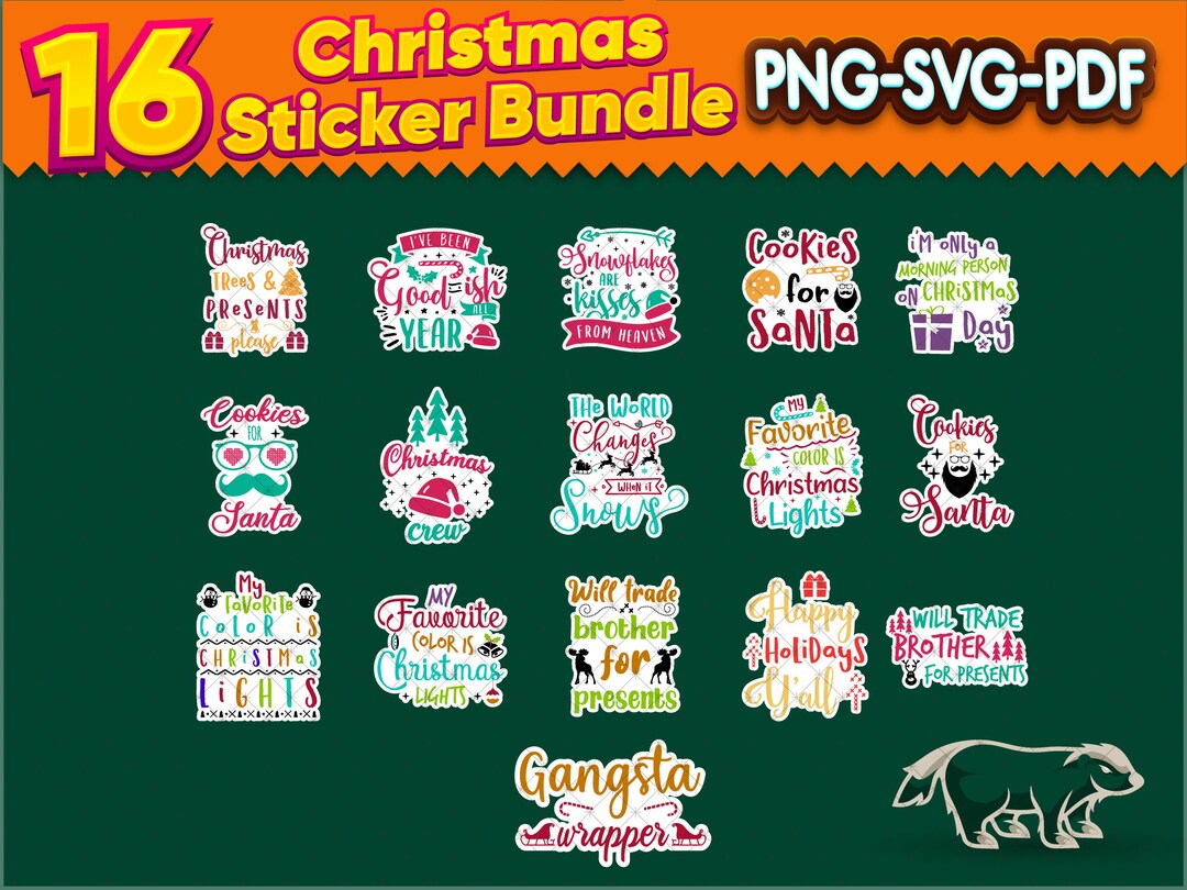 Christmas Sticker Bundle Svg Sticker Bundle Christmas - Etsy