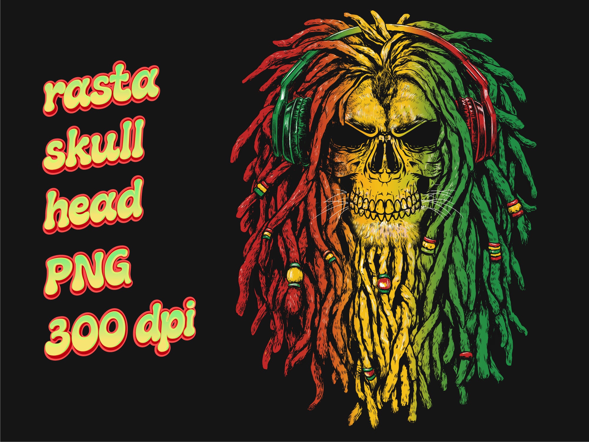 Rasta Skull Head PNG, Digital Printing, Skull Head, Sublimation Digital ...