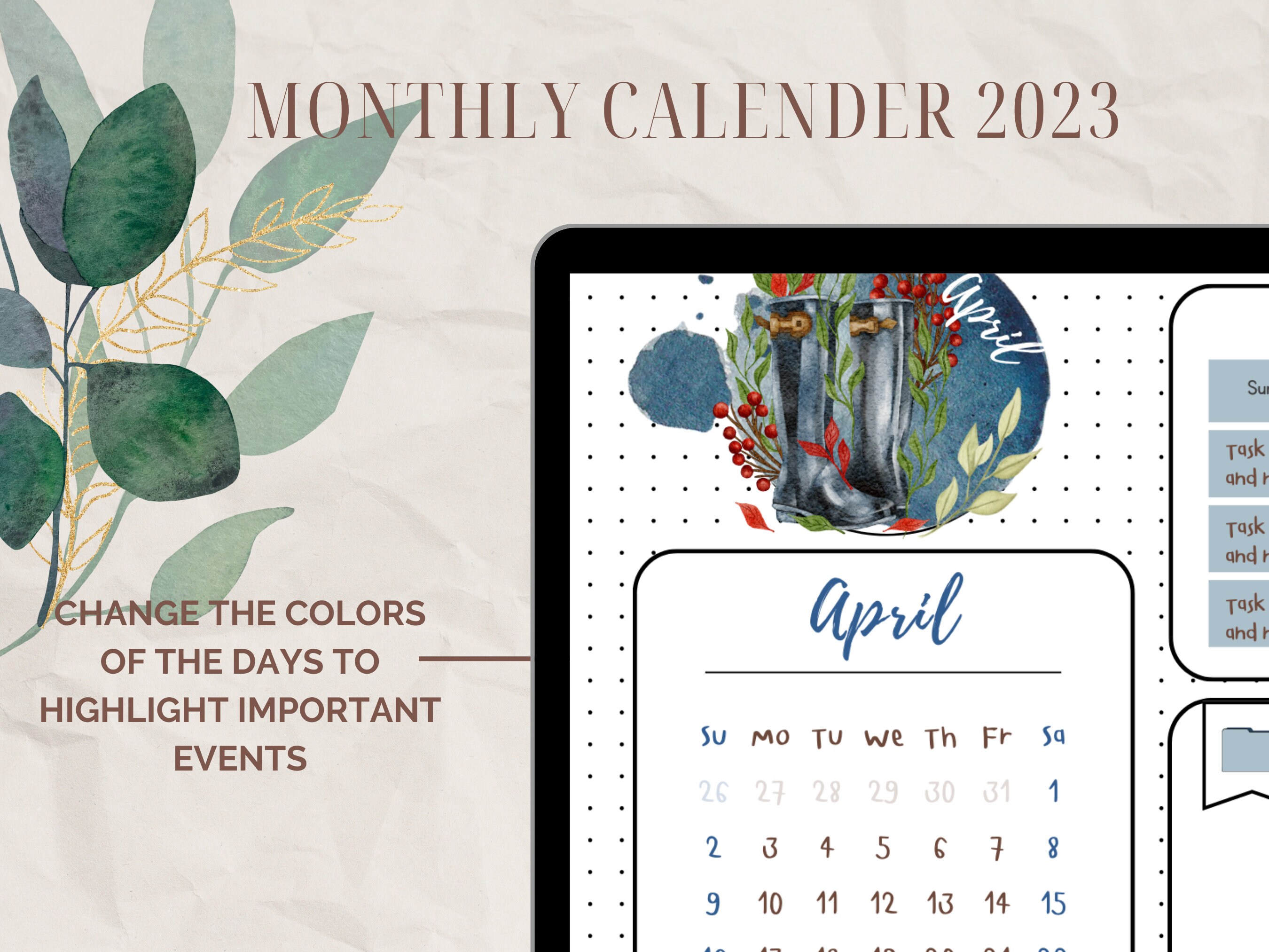 Bullet Journal Desktop Organizer With Calender and Folder Icons for ...