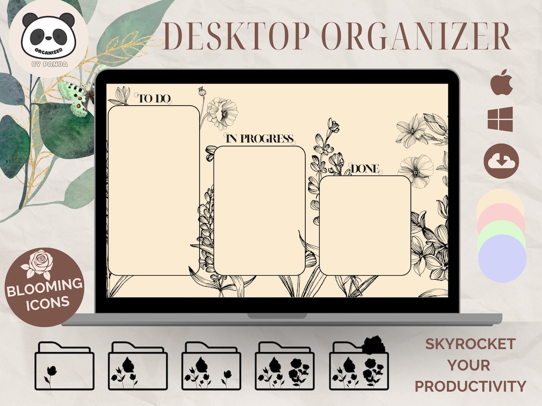 Productivity Boost Desktop Organizer With Motivational Folder Icons ...