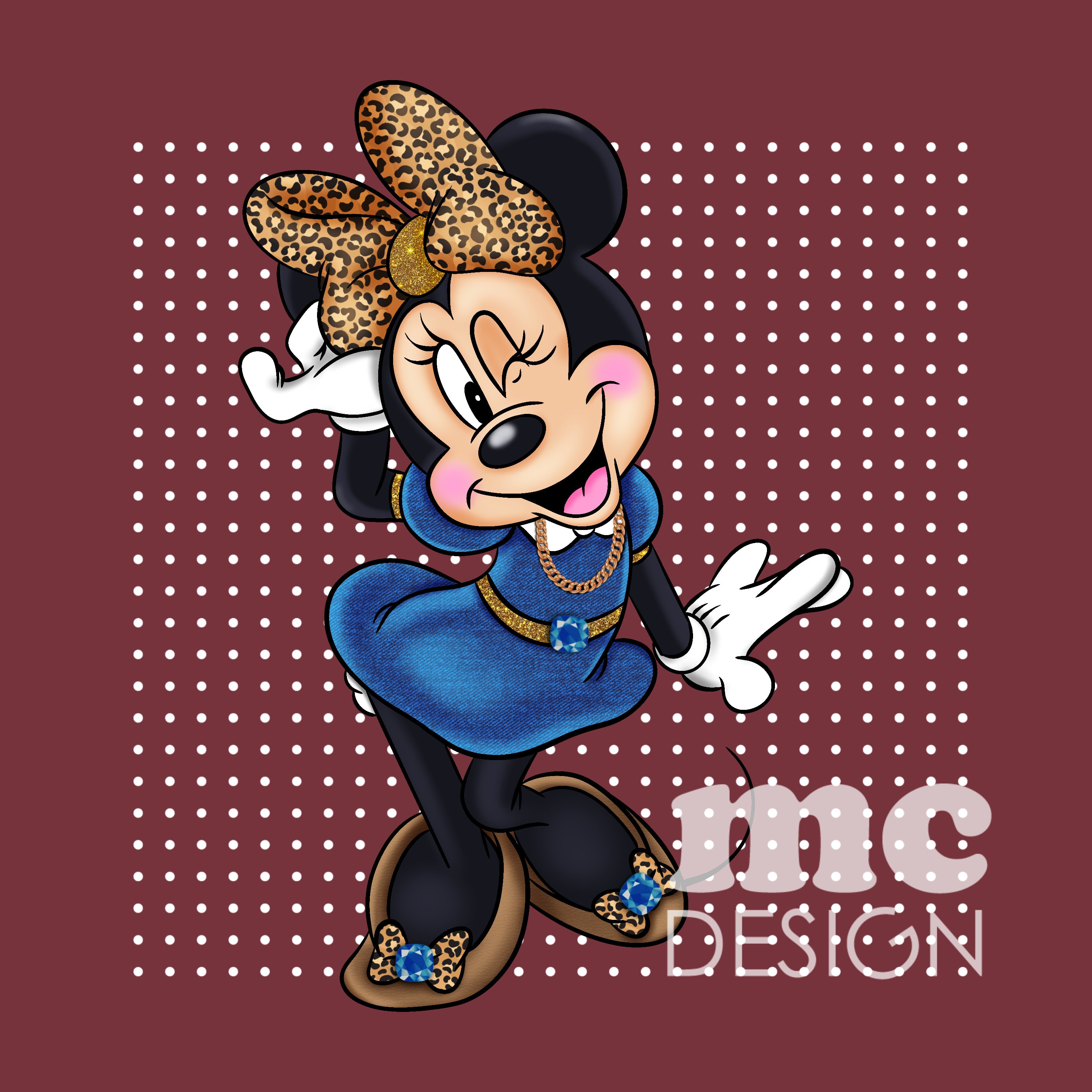 Minnie Mouse PNG File | Minnie Denim Leopard | Minnie Sublimation ...