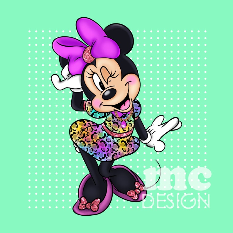 Minnie Mouse PNG File | Minnie Colorful Leopard | Minnie Sublimation ...