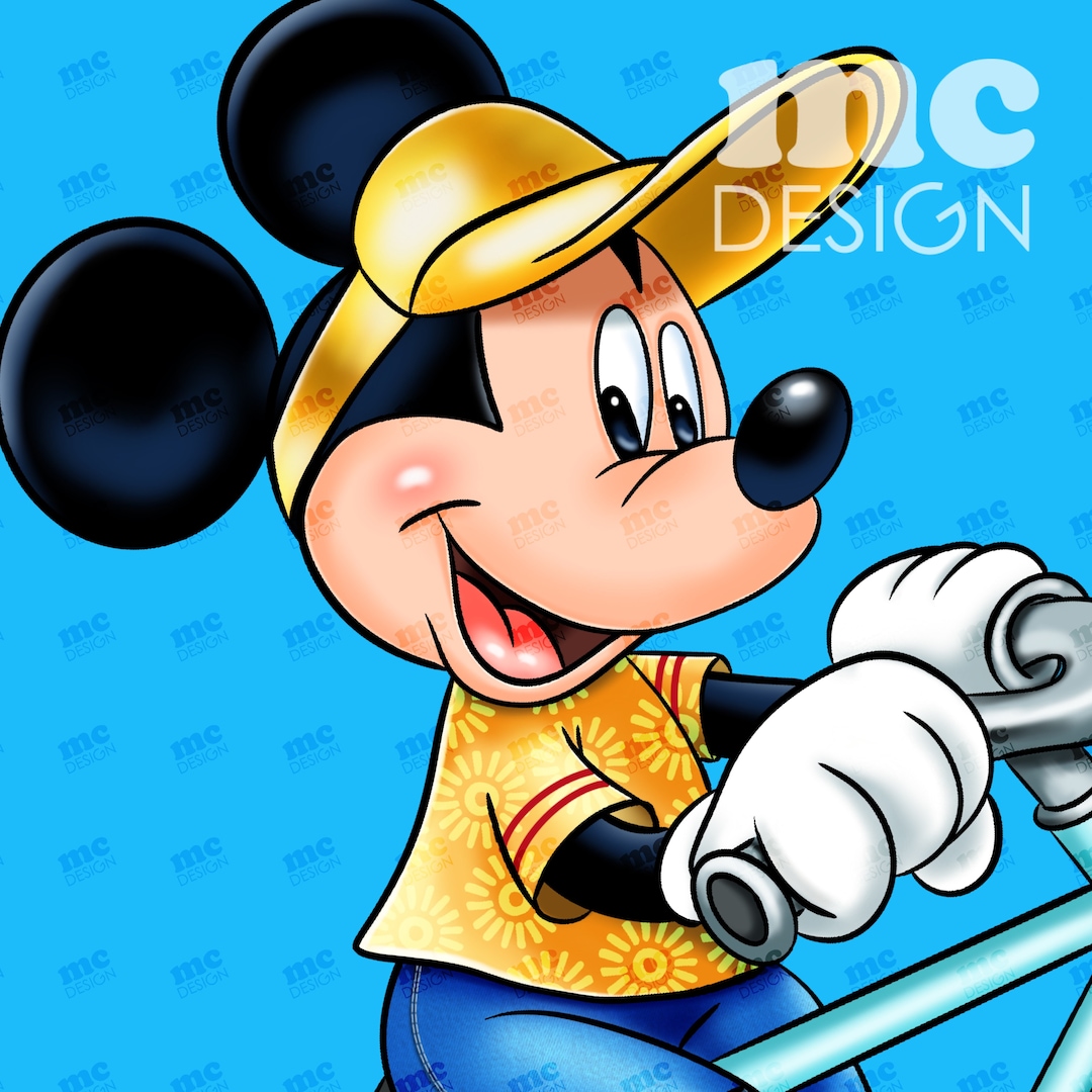 Mickey Mouse PNG File | Mickey Cycling | Mickey Sublimation Design ...