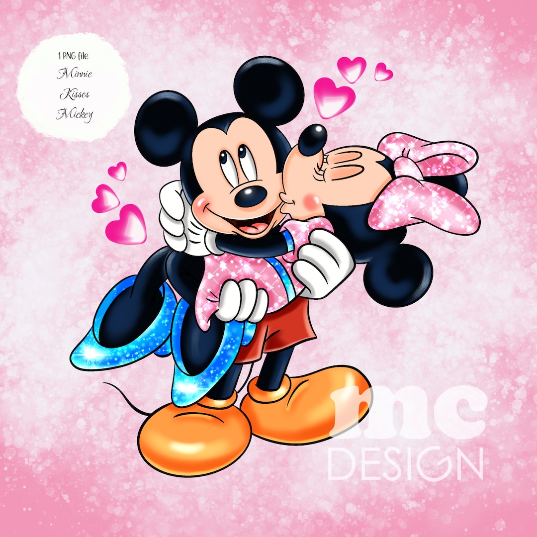 Minnie Kisses Mickey Mouse PNG File | Happy Valentine's Day | Minnie ...