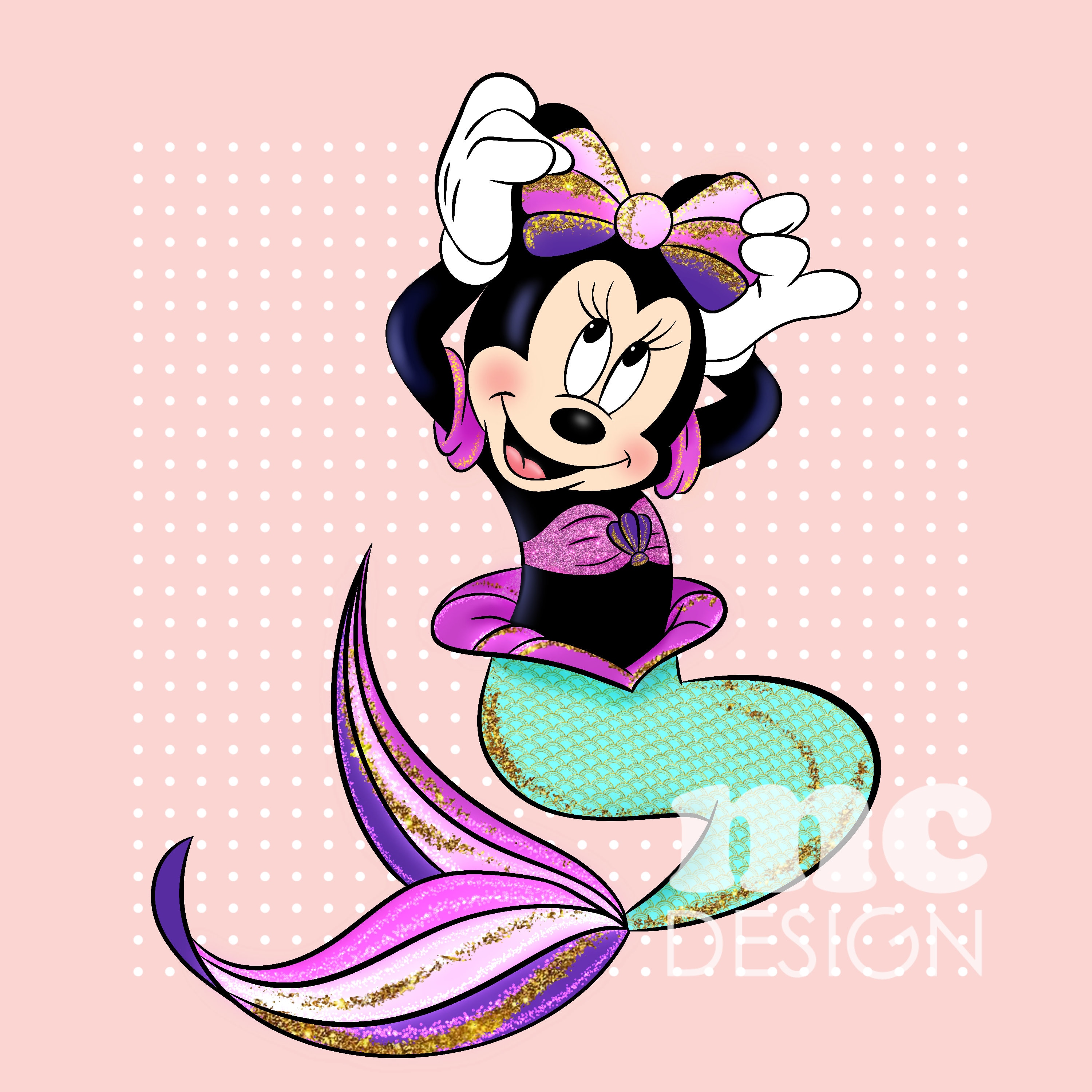 Minnie Mouse PNG File | Minnie Mermaid | Minnie Sublimation Design ...