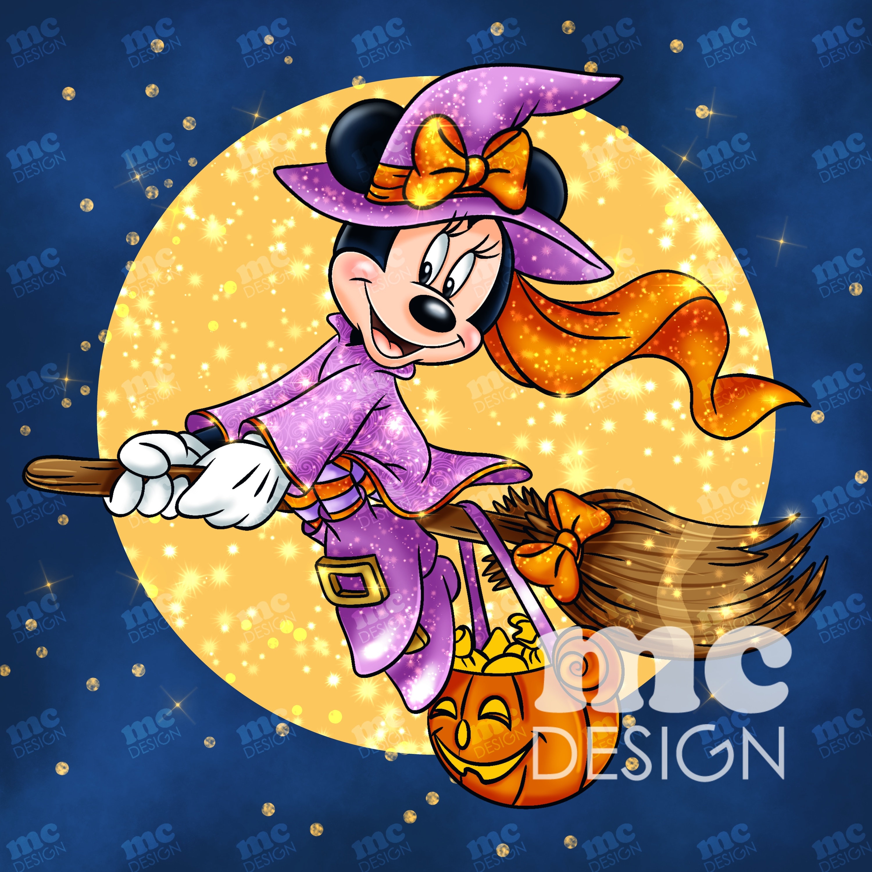 Minnie on a Broom PNG File Minnie Halloween Minnie Sublimation Design ...