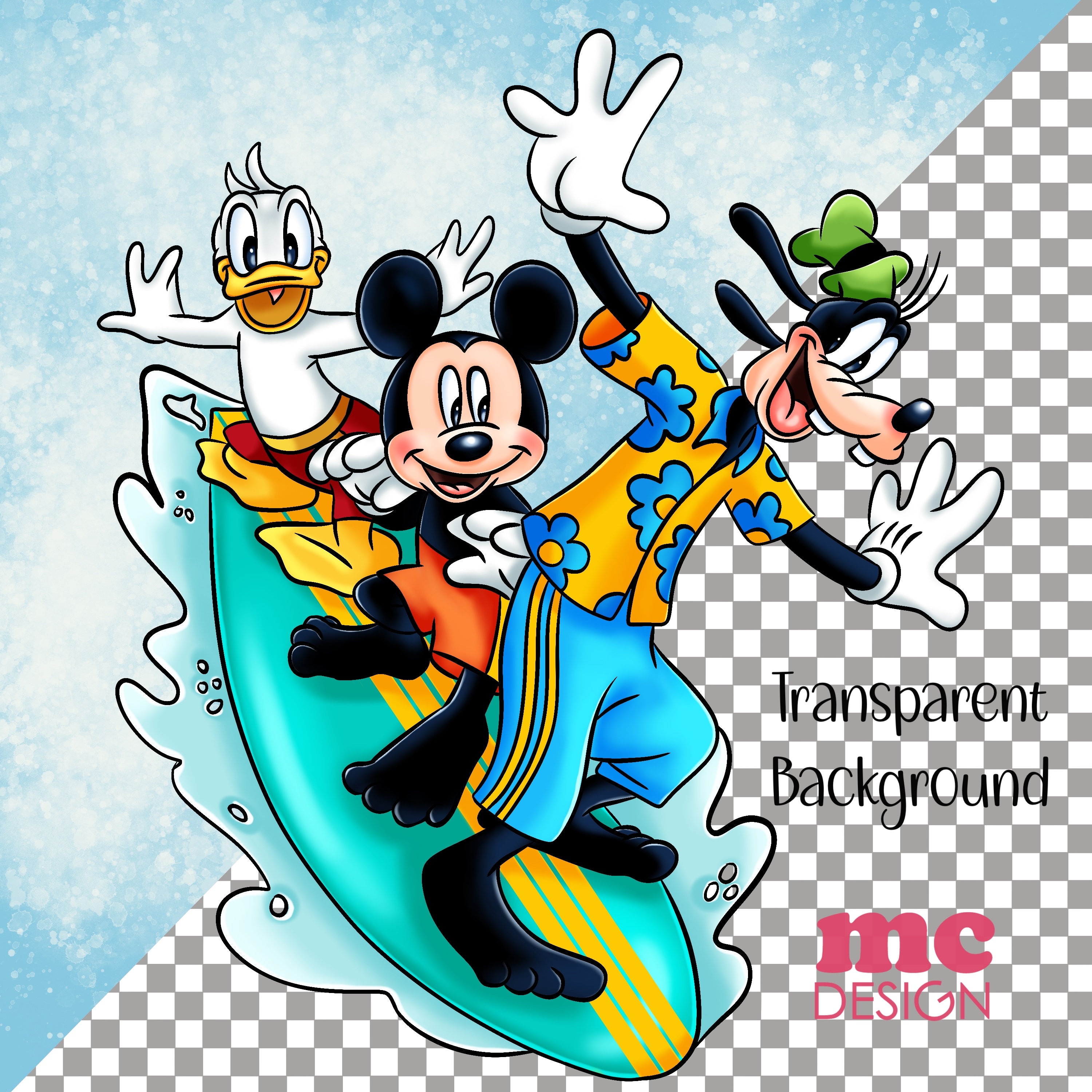 Mickey Mouse & Friends PNG File | Mickey Surfing | Mickey Sublimation ...
