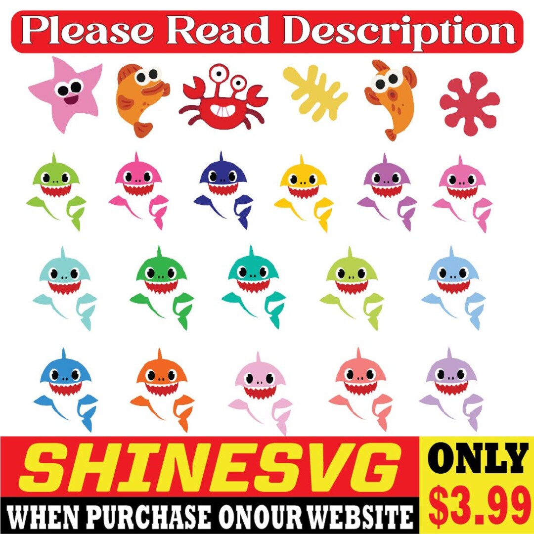 Bundle 16 Files Daddy Sharks Bundle Character With Many Colors - Etsy